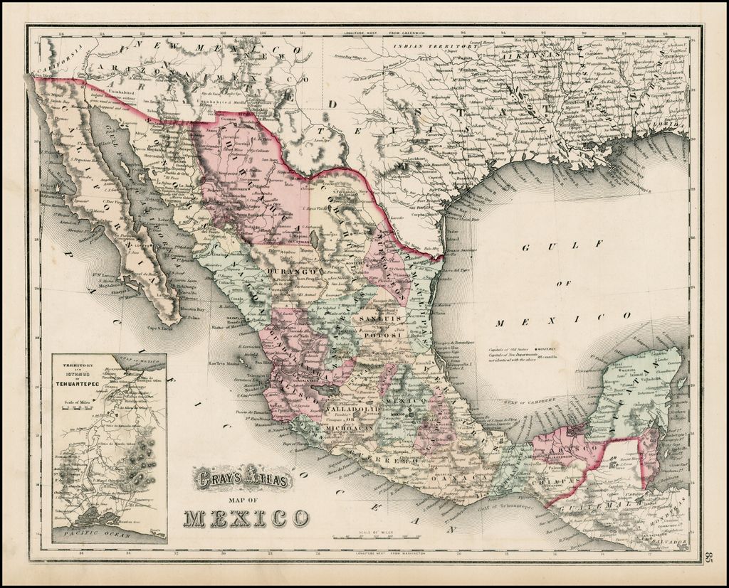 Gray's Atlas Map of Mexico - Barry Lawrence Ruderman Antique Maps Inc.