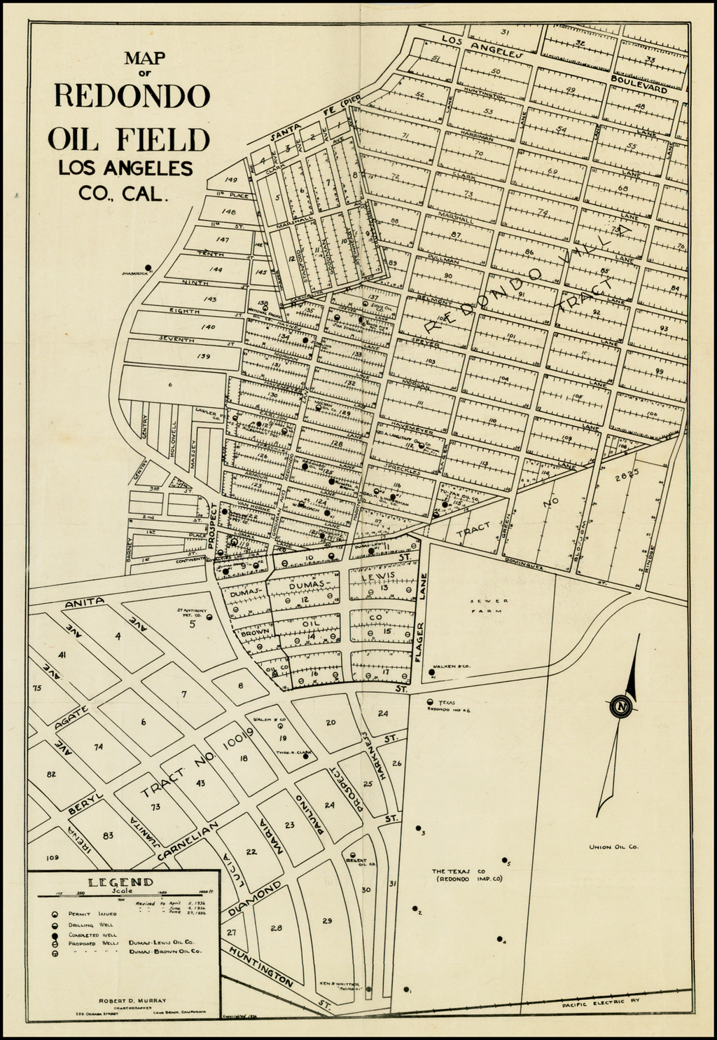Map of Redondo Oil Field Los Angeles Co. Cal. - Barry Lawrence Ruderman ...
