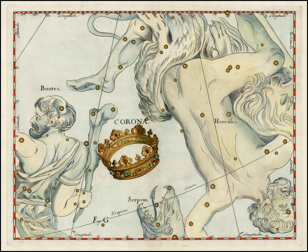 Corona (and Hercules) (Stars heightened in gold) - Barry Lawrence ...