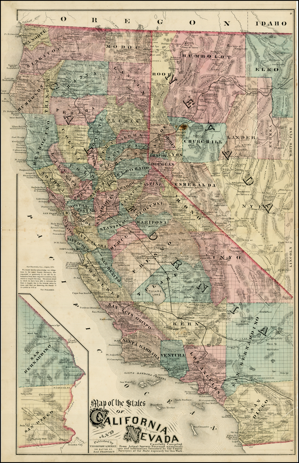 Map of the States of California and Nevada Carefully Compiled From ...