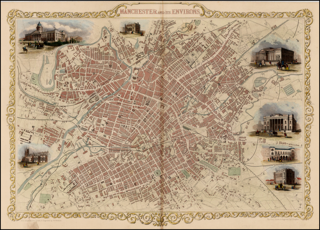 Manchester and its Environs - Barry Lawrence Ruderman Antique Maps Inc.