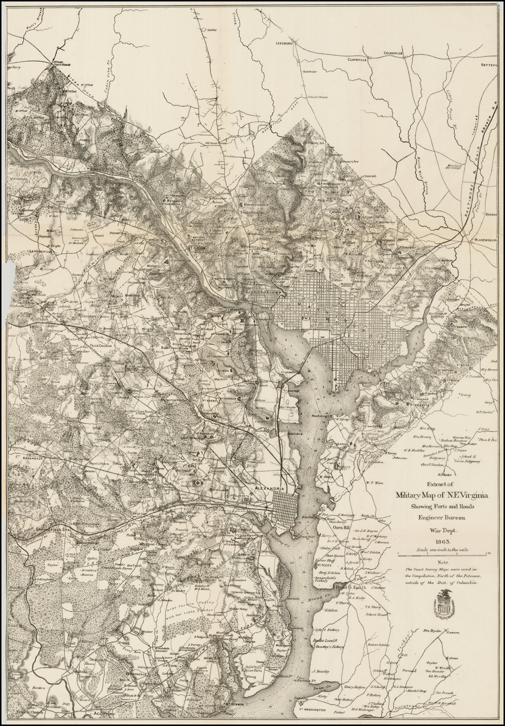 Extract of Military Map of N.E. Virginia Showing Forts and Roads ...