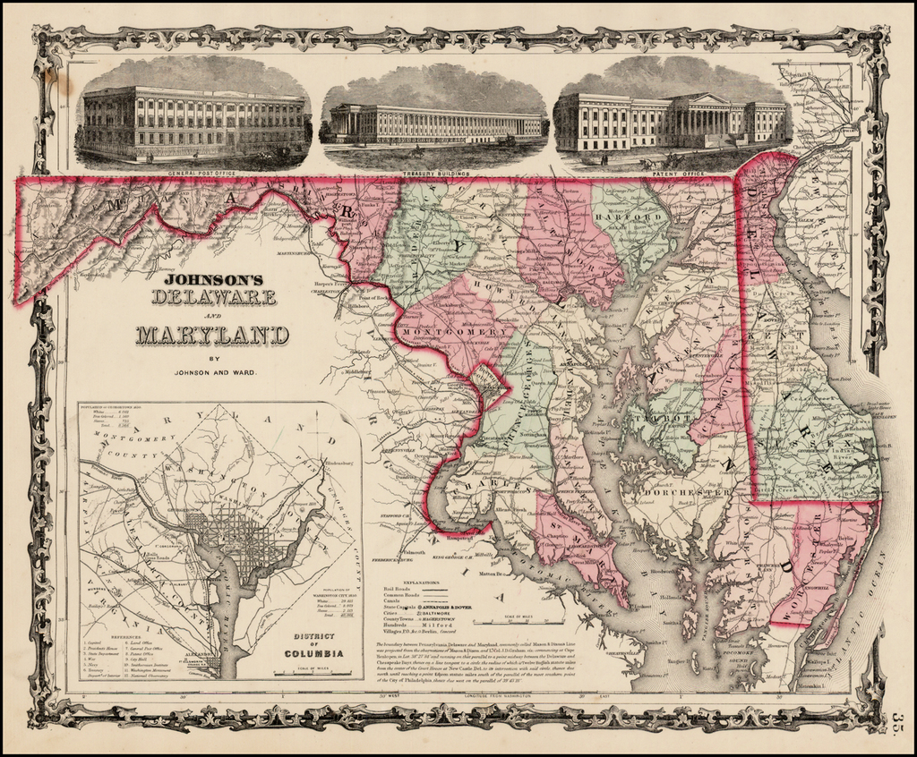 Johnson's Delaware and Maryland [Inset map of Washington DC] - Barry ...