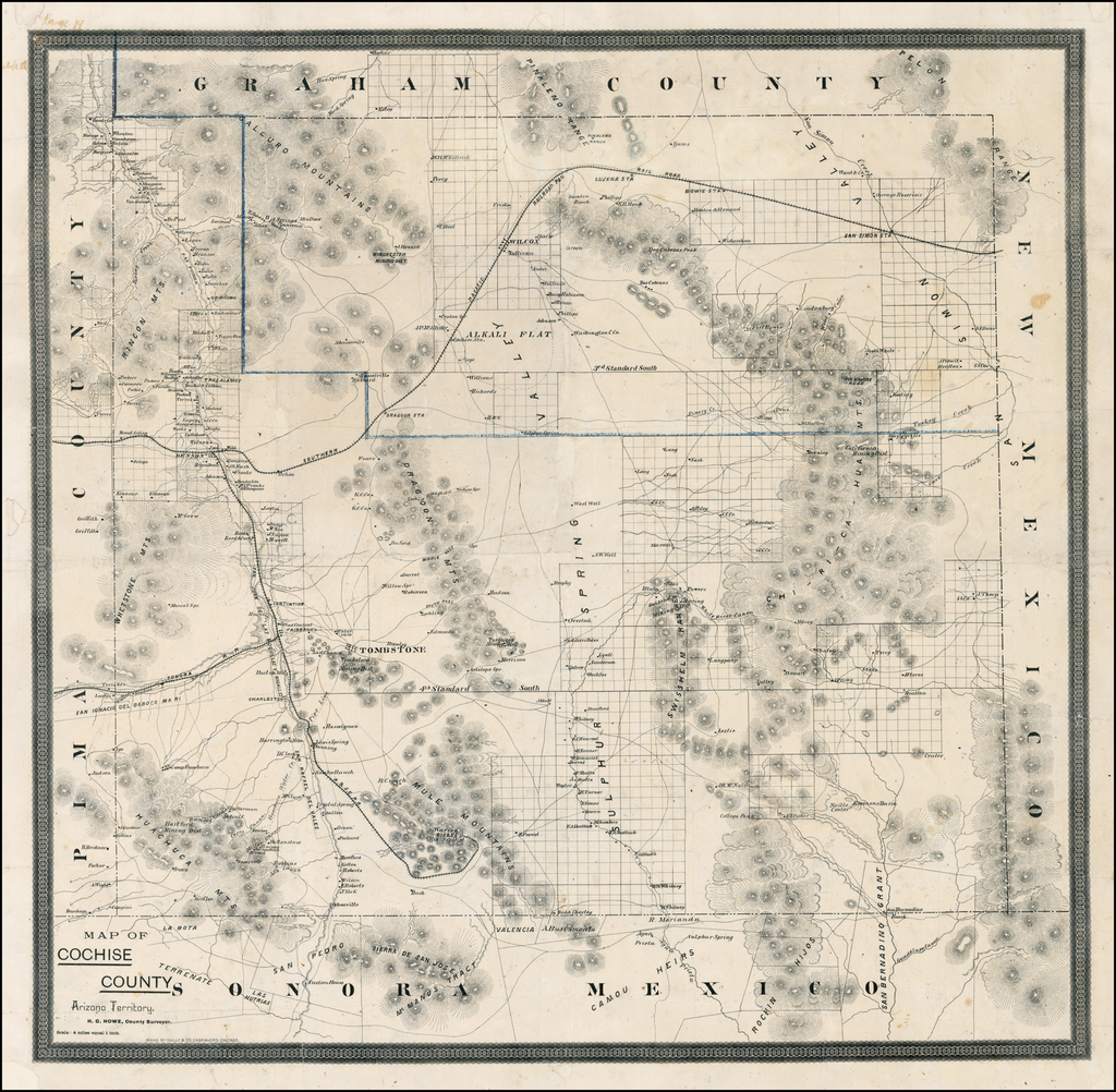 Cochise County Map Printable Arizona County Highpoints Map 11x14 Print
