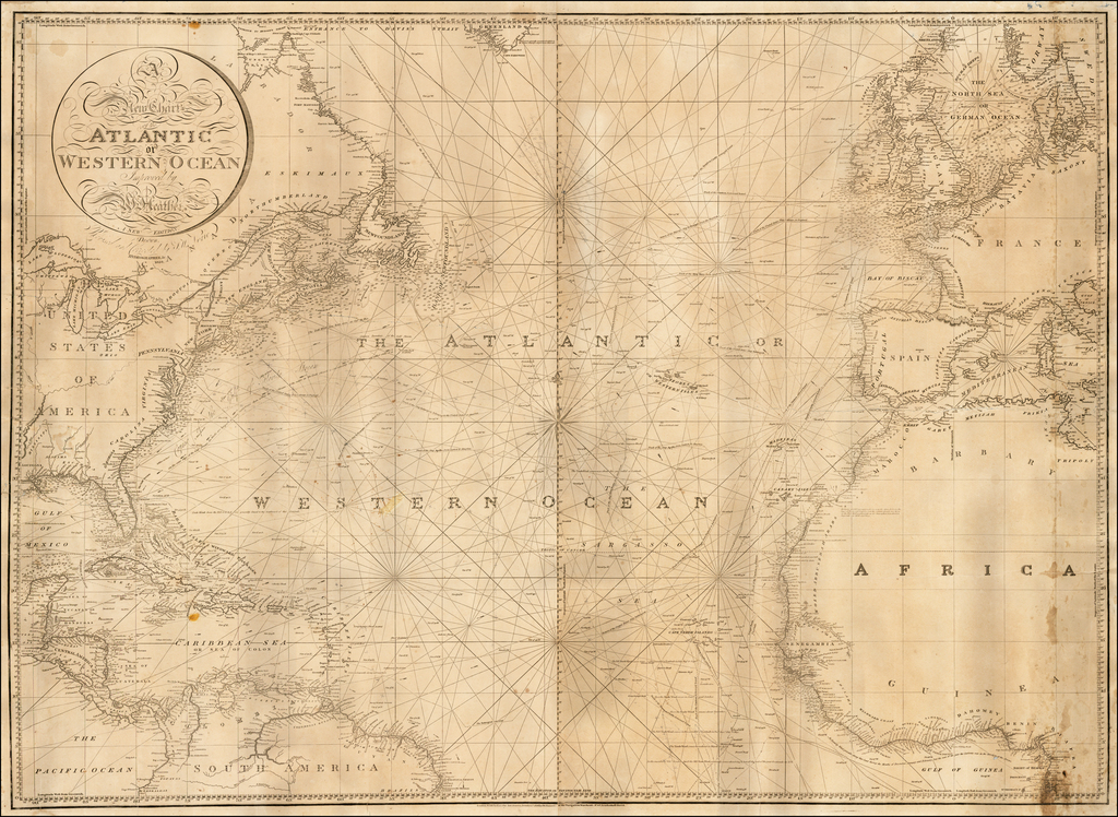 A New Chart of the Atlantic or Western Ocean Improved by W. Heather ...