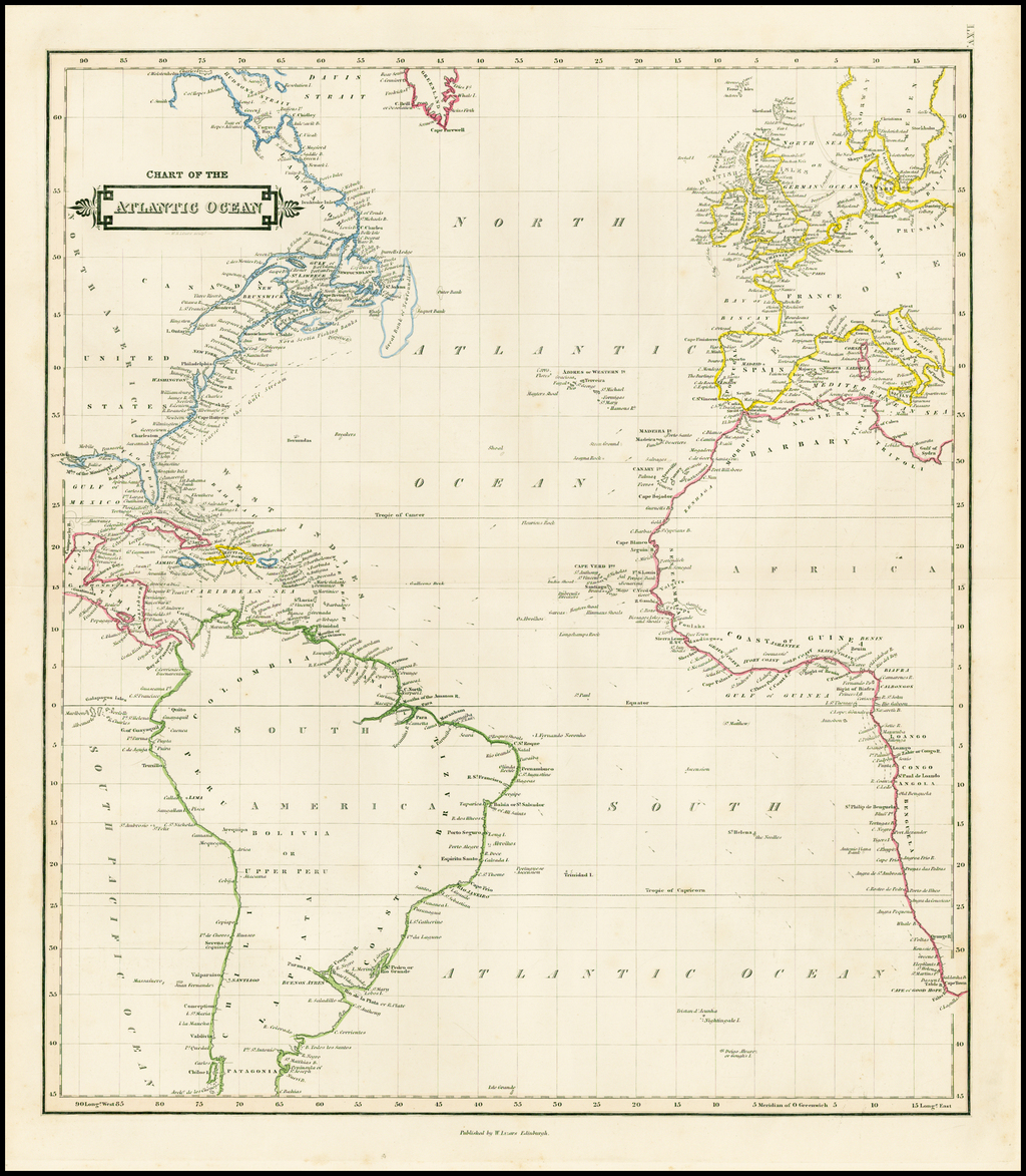 Chart of the Atlantic Ocean - Barry Lawrence Ruderman Antique Maps Inc.
