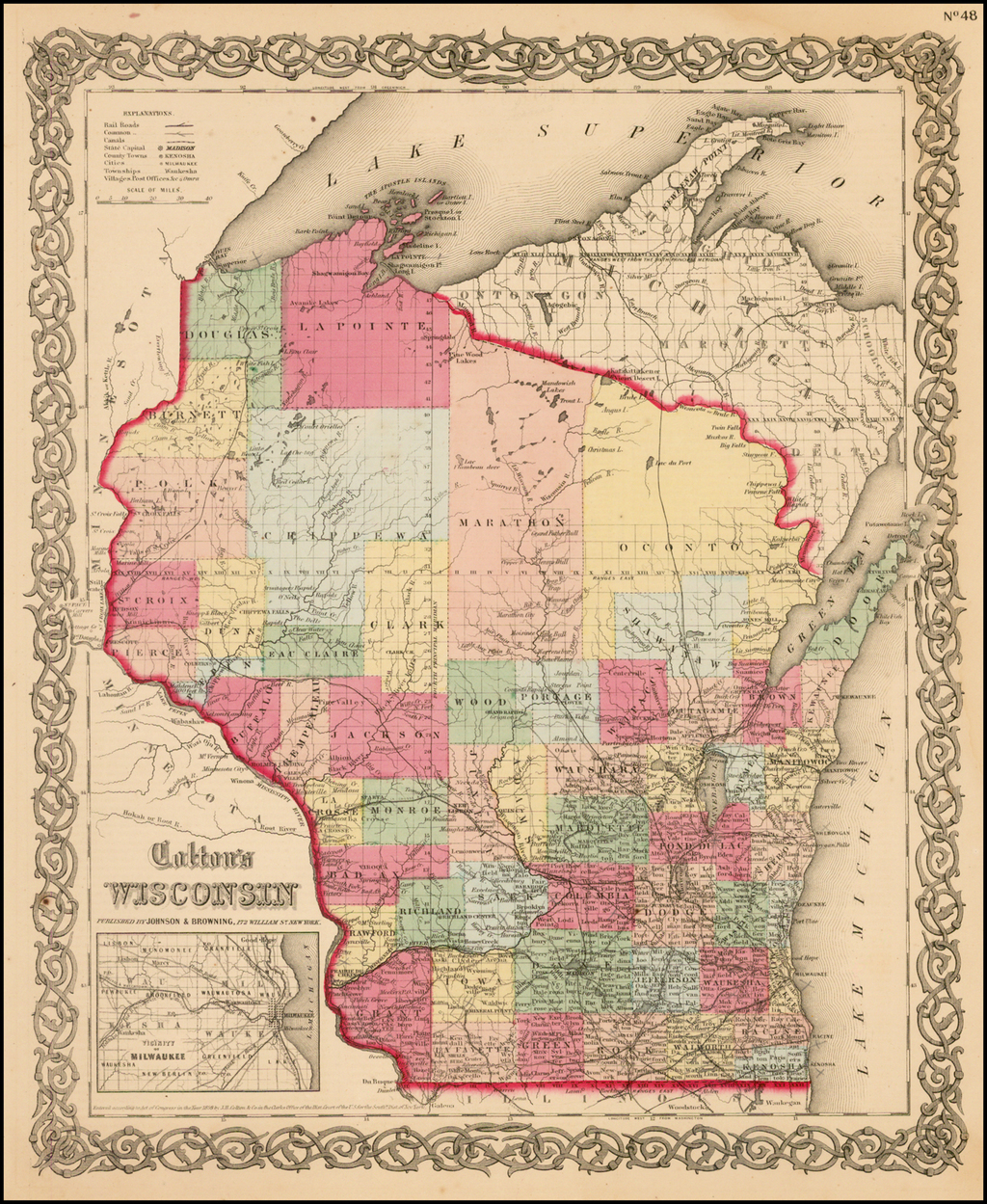 Colton's Wisconsin - Barry Lawrence Ruderman Antique Maps Inc.