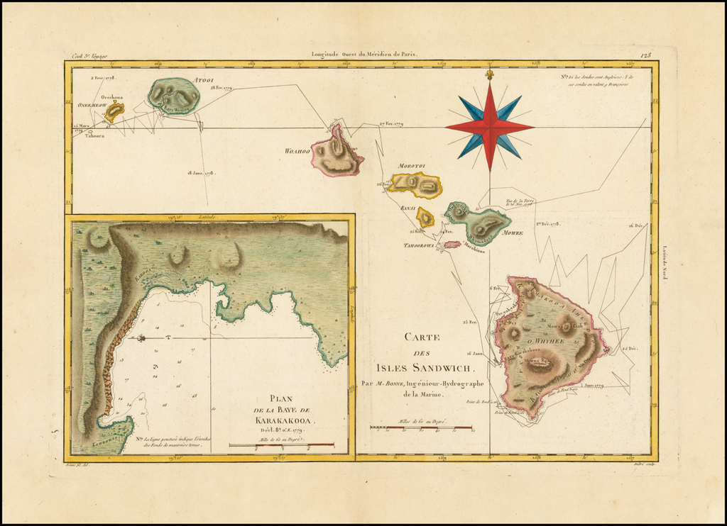 Carte Des Isles Sandwich . . . - Barry Lawrence Ruderman Antique Maps Inc.