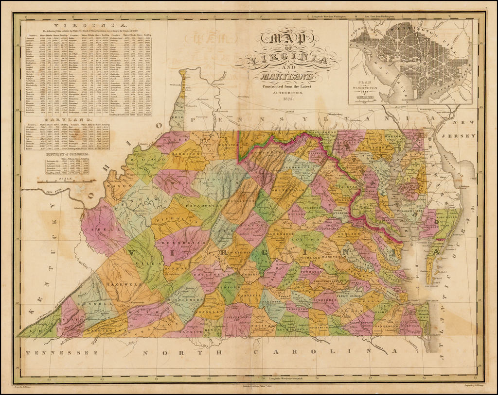 Map of Virginia and Maryland Constructed from the Latest Authorities ...