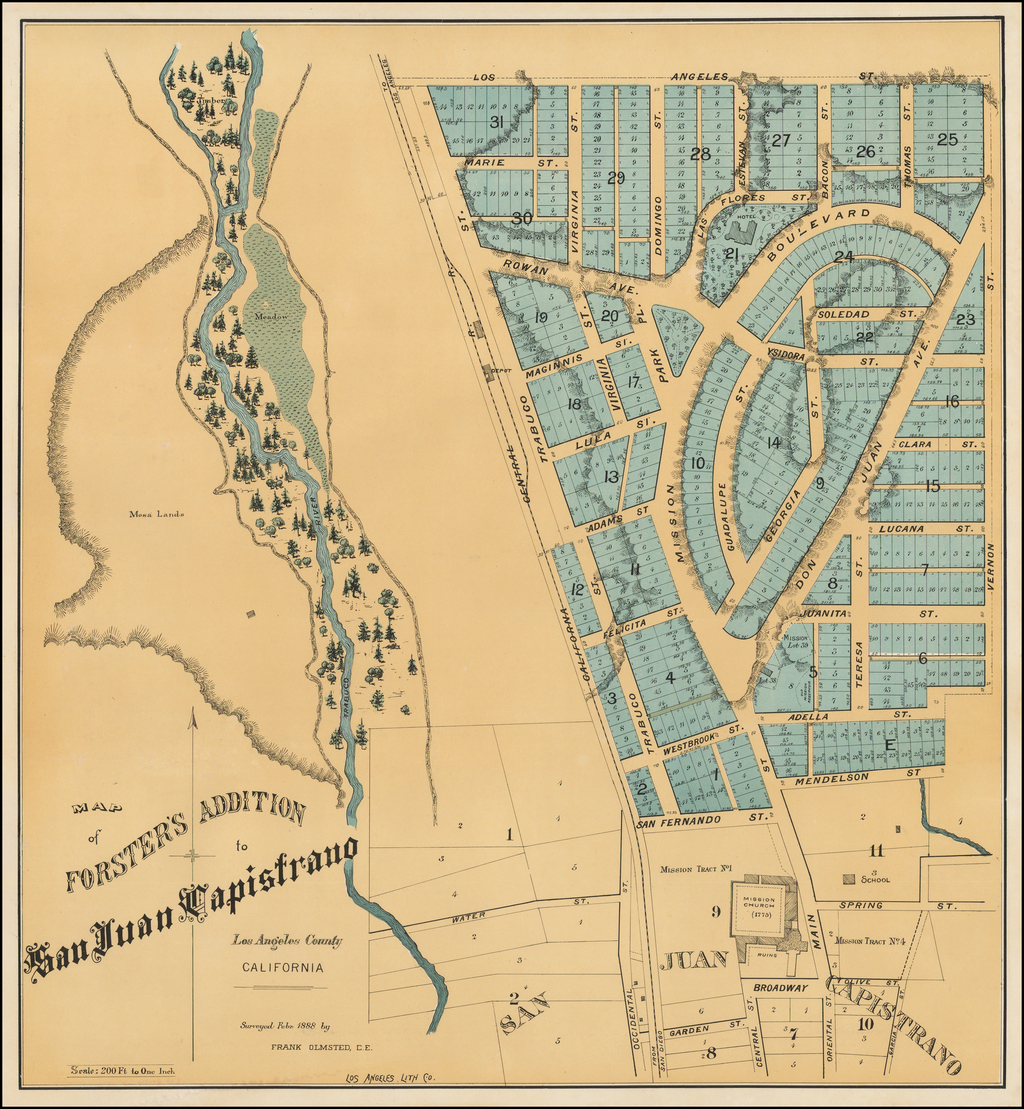 Map of Forster's Addition to San Juan Capistrano. Los Angeles County ...