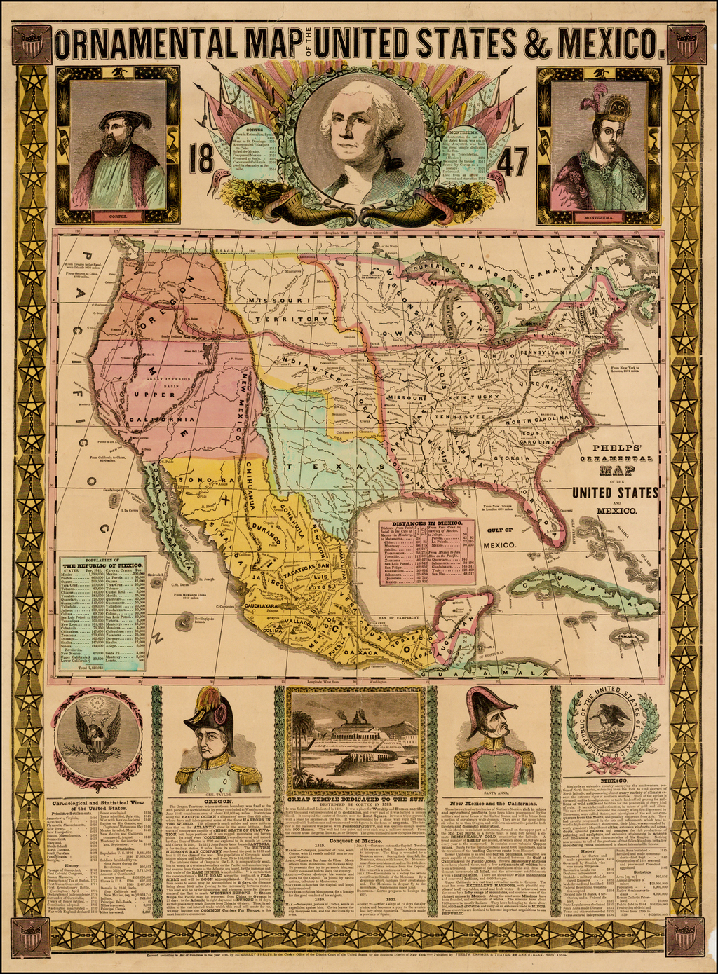 Ornamental Map of the United States & Mexico . . . 1847 - Barry ...