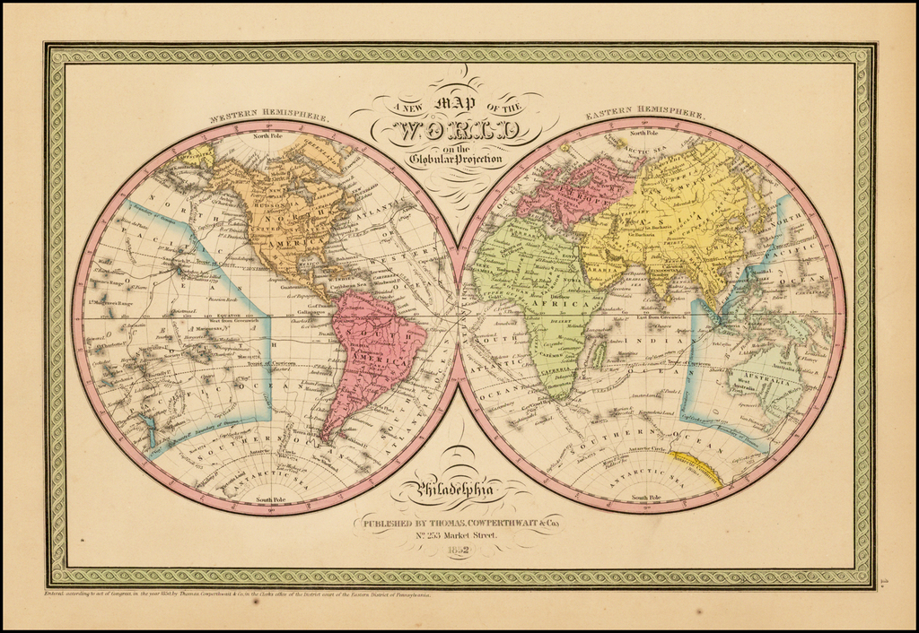 A New Map of the World on the Globular Projection . . . 1852 - Barry ...