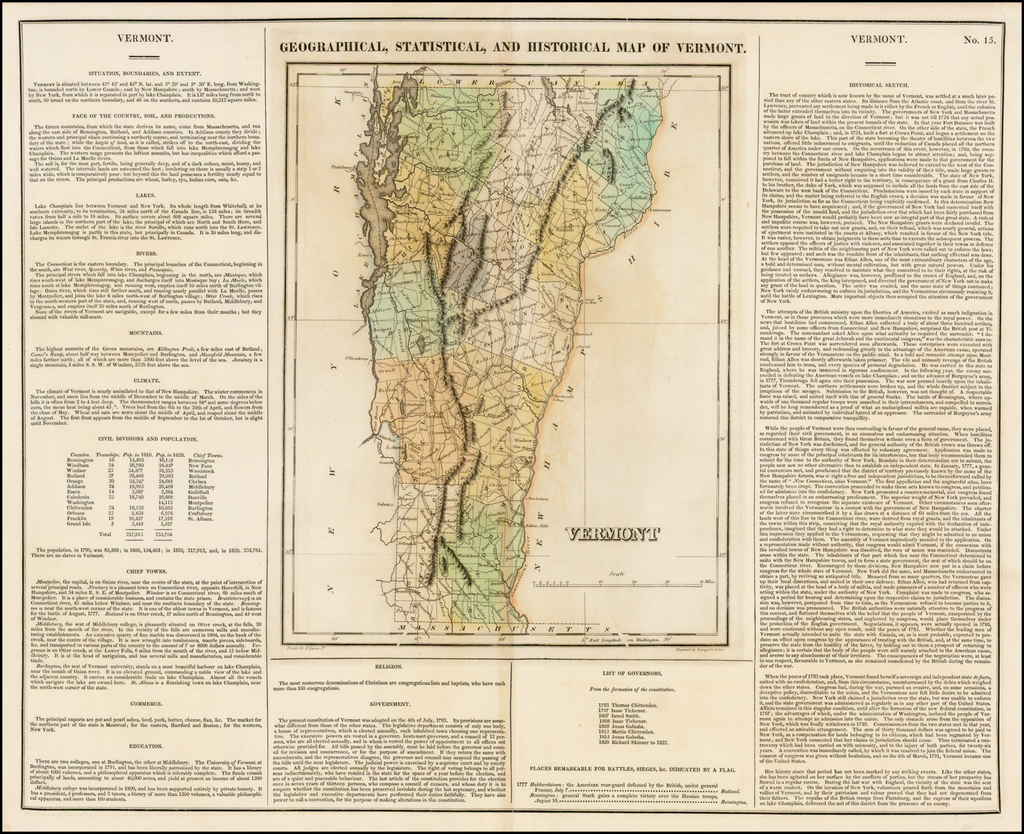 Geographical, Statistical and Historical Map of Vermont - Barry ...