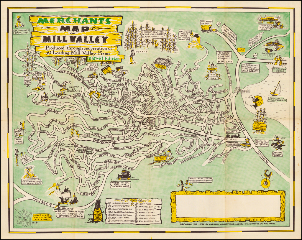 Mill Valley California Map Mill Valley California Map Poster, Modern