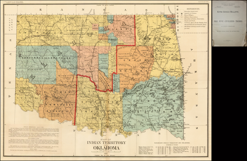 Map of Indian Territory And Oklahoma . . . 1890 (with report -- Extra ...
