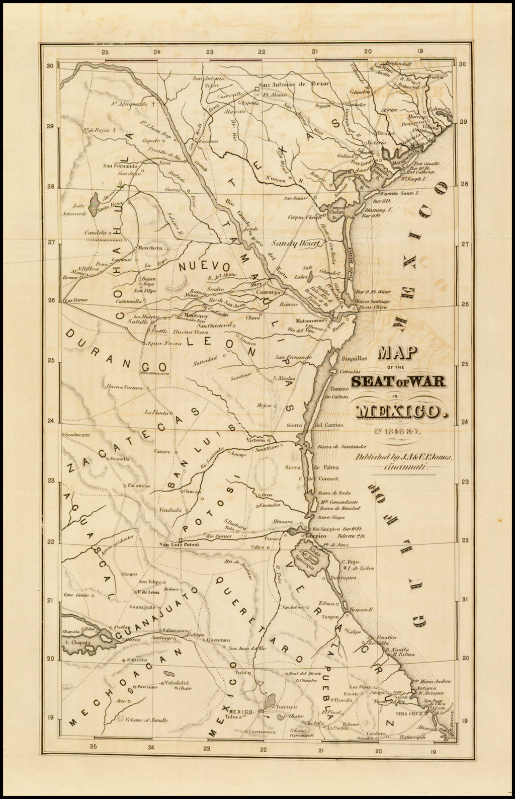 Map of the Seat of War In Mexico. In 1846 & 7. - Barry Lawrence ...