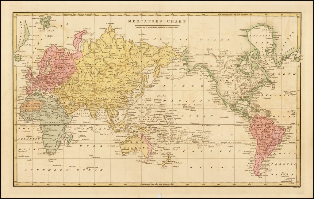Mercators Chart . . . 1808 - Barry Lawrence Ruderman Antique Maps Inc.