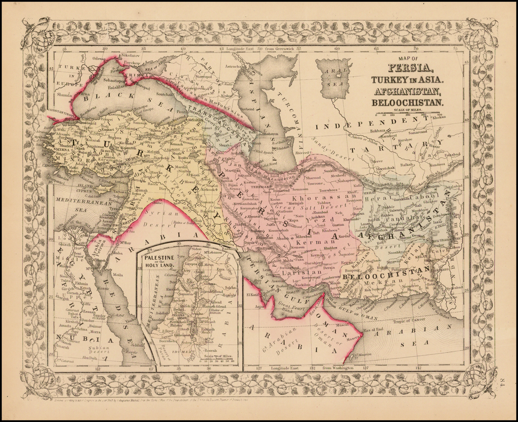 Map of Persia, Turkey in Asia, Afghanistan, Beloochistan - Barry ...