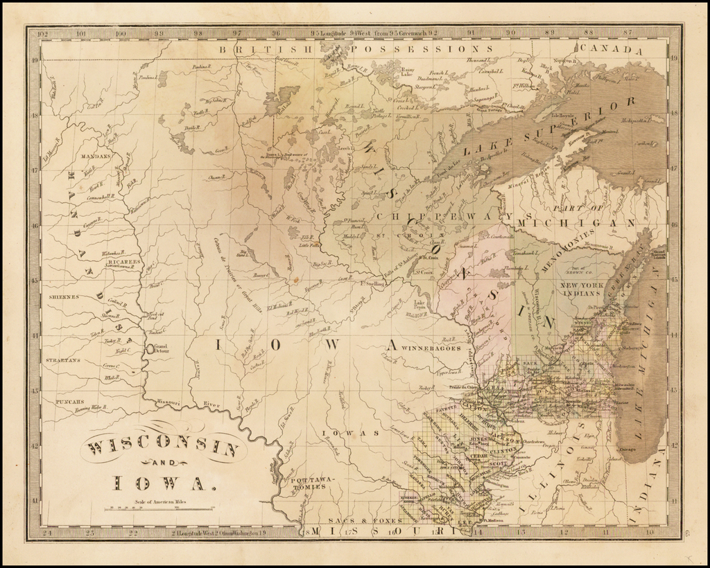 Wisconsin and Iowa - Barry Lawrence Ruderman Antique Maps Inc.