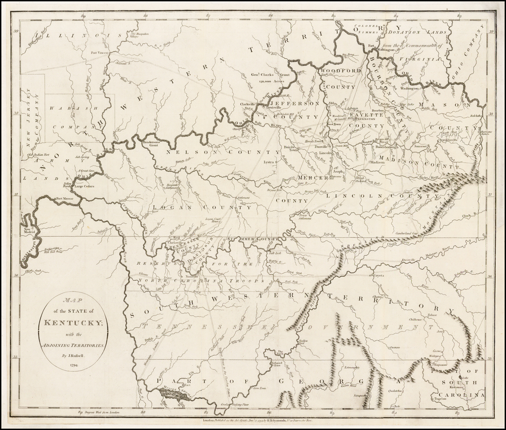Map of the State of Kentucky with the Adjoining Territory By J. Russell ...