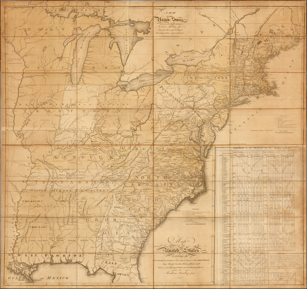 A MAP OF THE United States. Exhibiting Post Roads & Distances BY ...