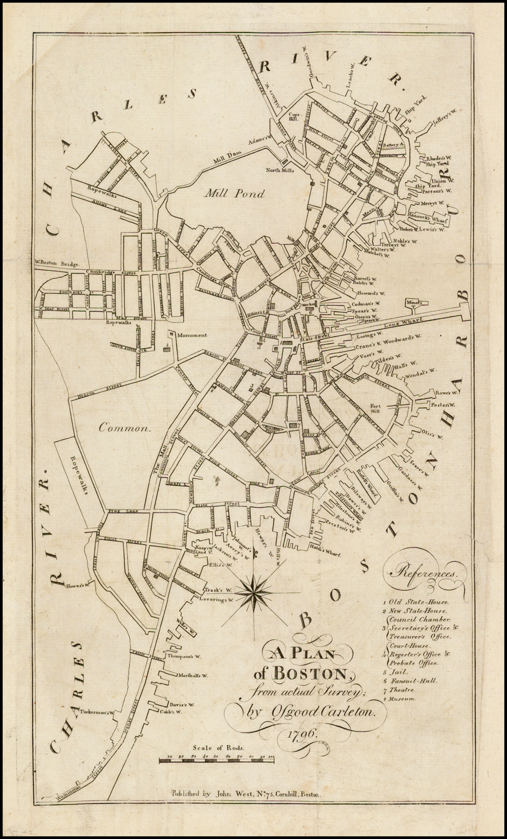 A Plan of Boston, from actual Survey; by Osgood Carleton. 1796. - Barry ...
