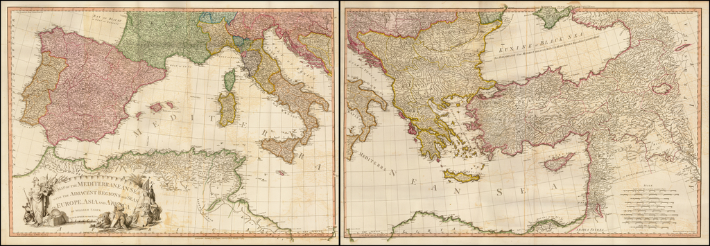 A Map of the Mediterranean Sea with the Adjacent Regions and Seas in ...