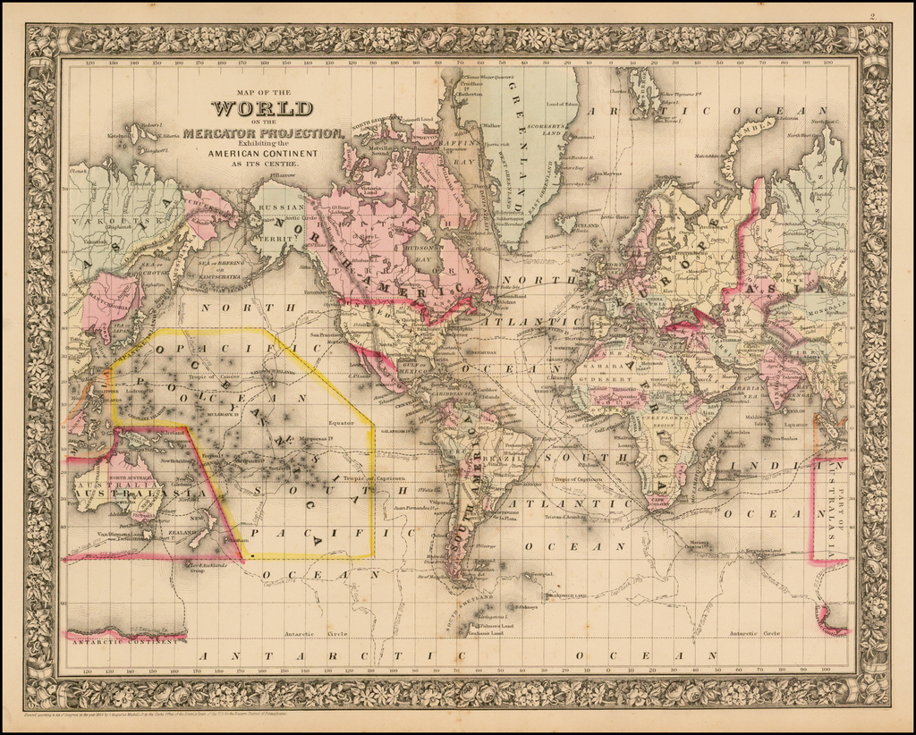 Map of the World on The Mercator Projection, Exhibiting the American ...
