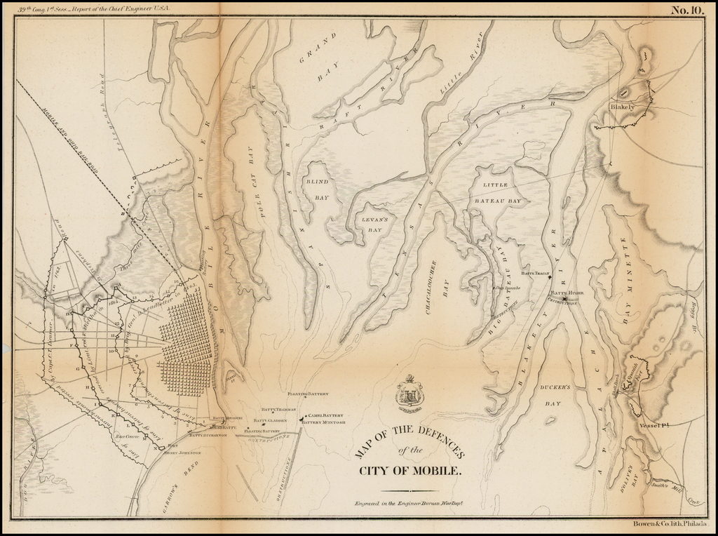 Map of the Defenses of the City of Mobile - Barry Lawrence Ruderman ...