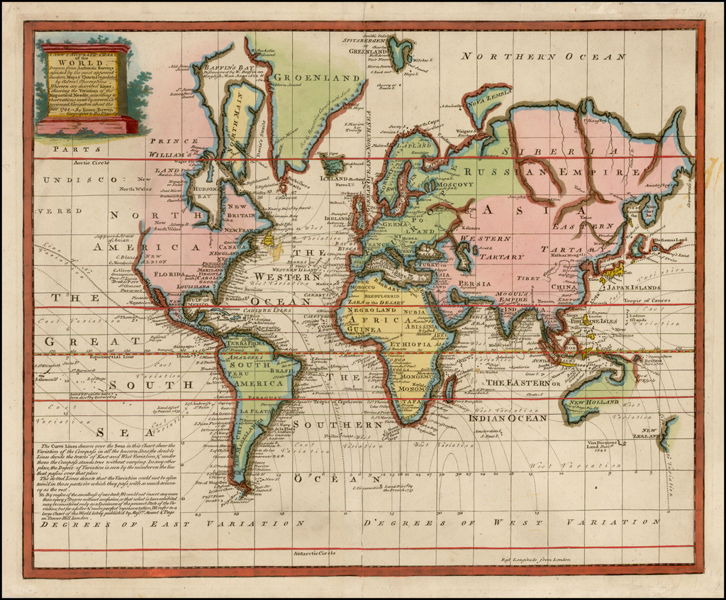 A New & Accurate Chart of the World Drawn from Authentic Surveys ...