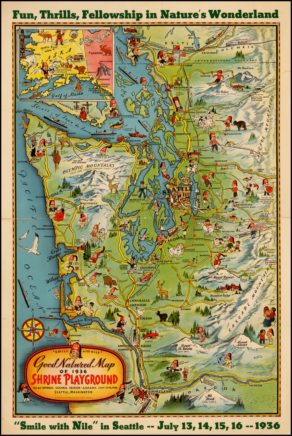 Good Natured Map of 1936 Shrine Playground. 62nd Imperial Council ...