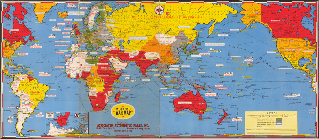 [World] Dated Events War Map Compliments of Associated Automotive Parts ...