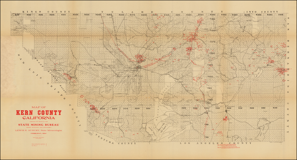 (Includes Oil Fields) Map of Kern County California Compiled and Issued ...
