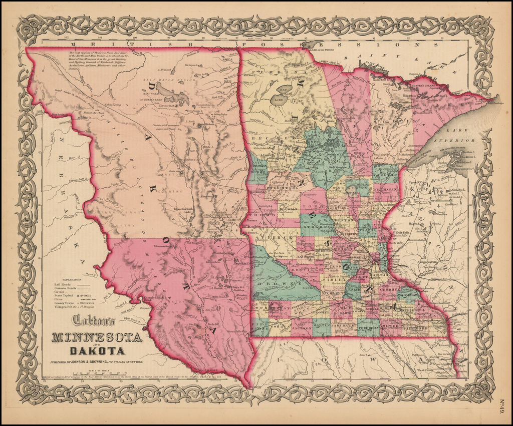 Colton's Minnesota & Dakota - Barry Lawrence Ruderman Antique Maps Inc.