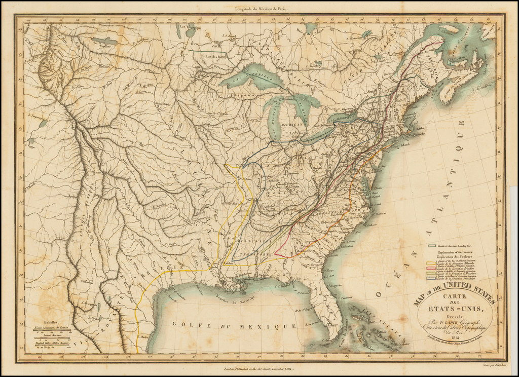Map of the United States / Carte Des Etats-Unis, Dressee Par P. Lapie ...