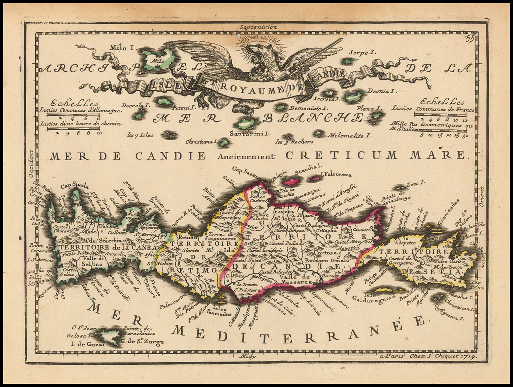 Isle et Royaume de Candie . . . 1719 - Barry Lawrence Ruderman Antique ...