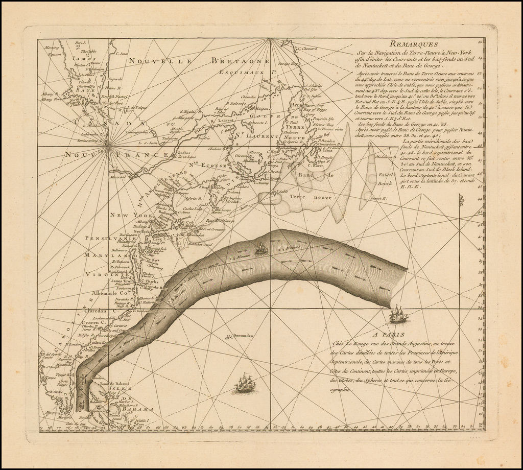 [Benjamin Franklin's Chart of the Gulf Stream] Remarques Sur la ...