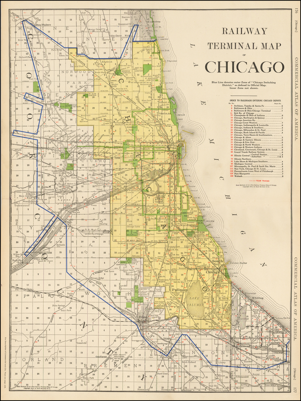 Railway Terminal Map of Chicago - Barry Lawrence Ruderman Antique Maps Inc.
