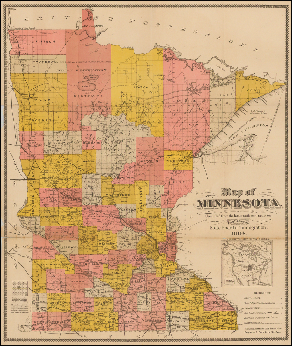 Map of Minnesota, Compiled from the latest authentic sources. Published ...