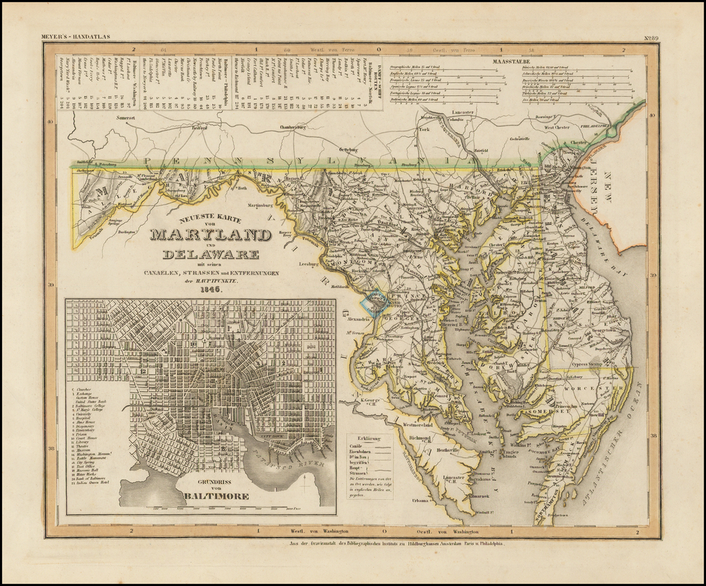 Neueste Karte von Maryland und Delaware . . . 1846 (Inset map of ...