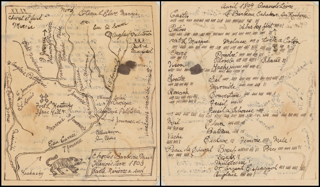 [Manuscript Fur Trapper Map & Trip Inventory] Charles Barbeau Mssr ...