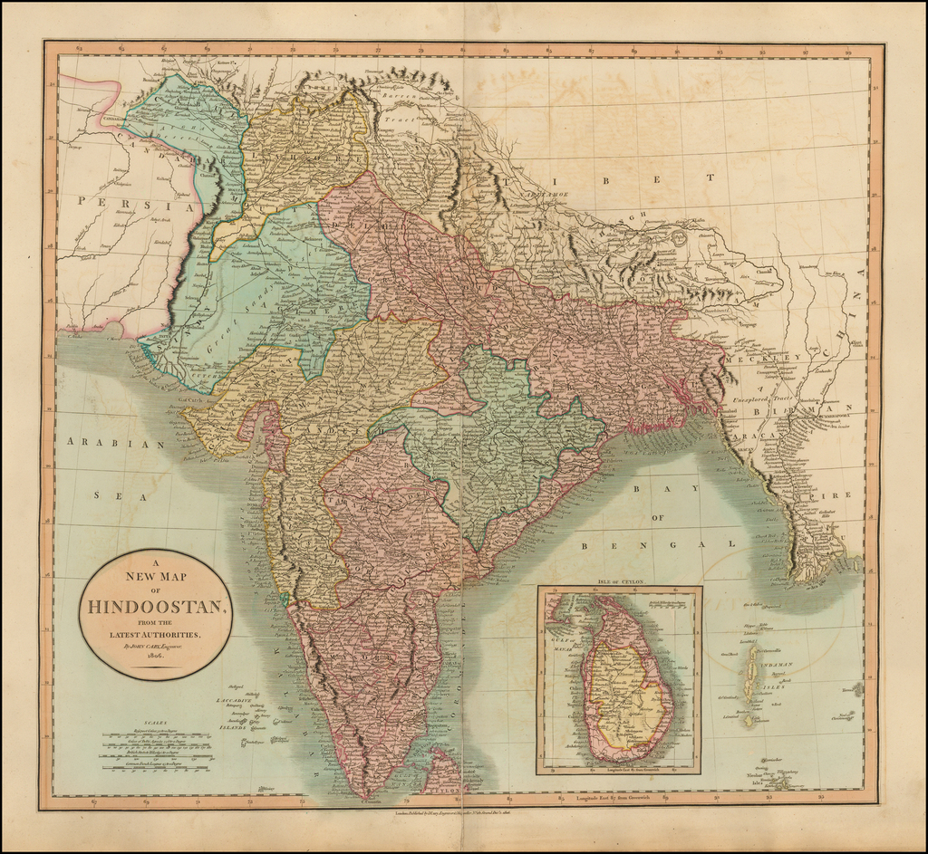 A New Map of Hindoostan, From the Latest Authorities . . . 1806 - Barry ...