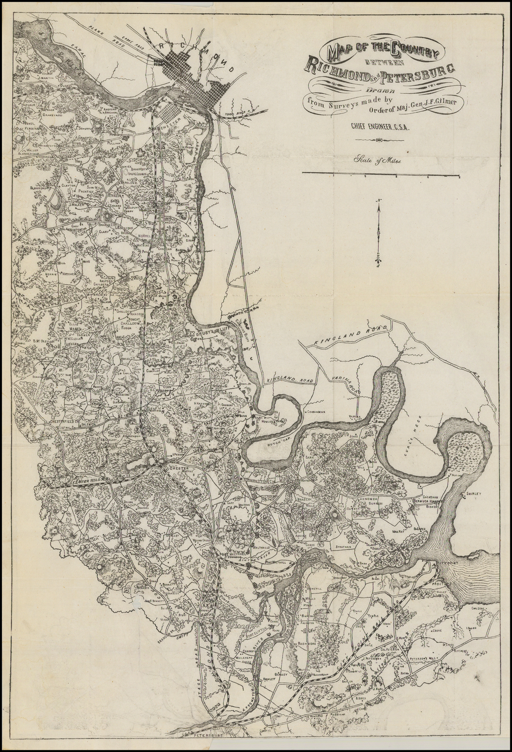 Map of the Country Between Richmond and Petersburg Drawn from Surveys ...