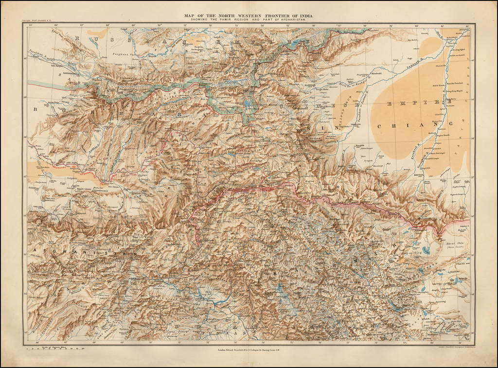 Map of the North Western Frontier of India Showing the Pamir Region and ...