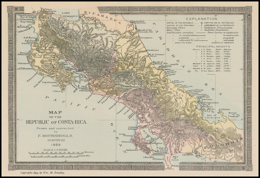 Map of the Republic of Costa-Rica Drawn and corrected by F. Montesdeoca ...