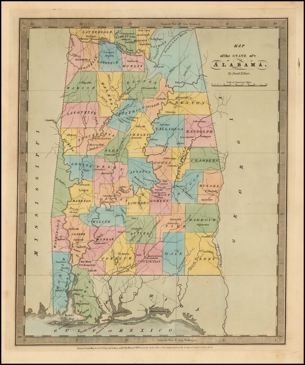 Map of the State of Alabama. By David Burr - Barry Lawrence Ruderman ...