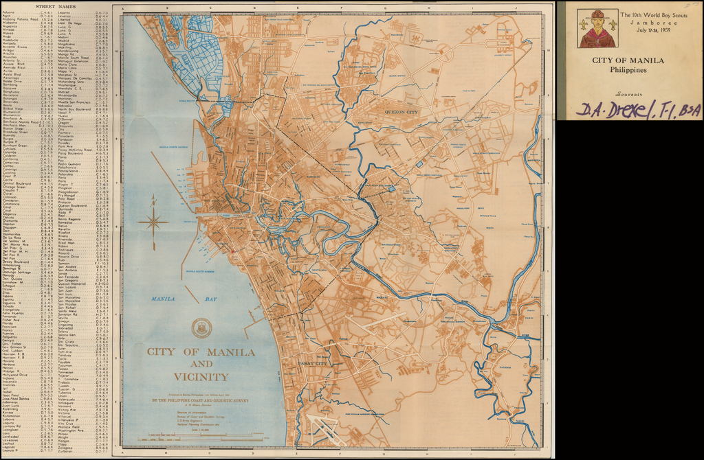 Large Vintage Map of Manila, Philippines - 1959 VERY RARE MAP - glwec.in