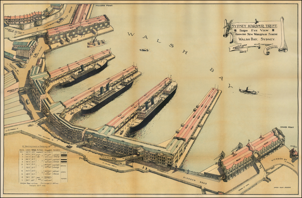 Birds Eye View Showing the New Wharfage Scheme -- Walsh Bay, Sydney ...