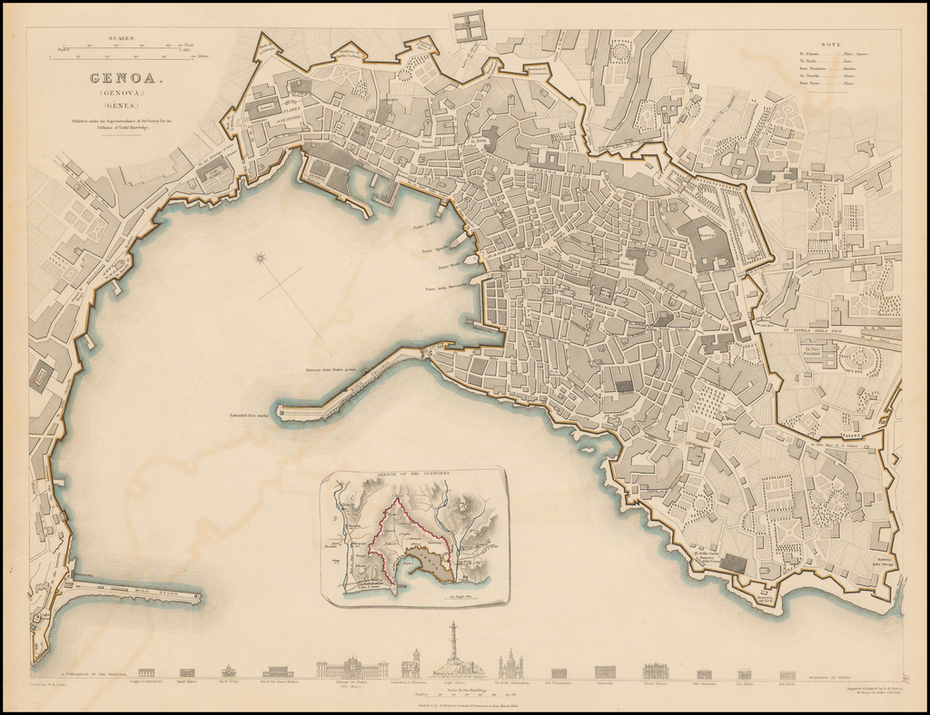 Genoa (Genova) (Genes) - Barry Lawrence Ruderman Antique Maps Inc.