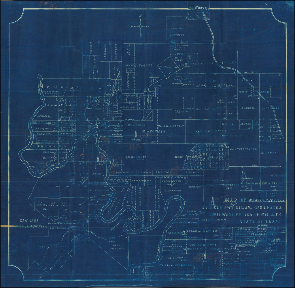 Map of Weatherby Oil Co. and J.V. Cockrum's Oil and Gas Leases ...
